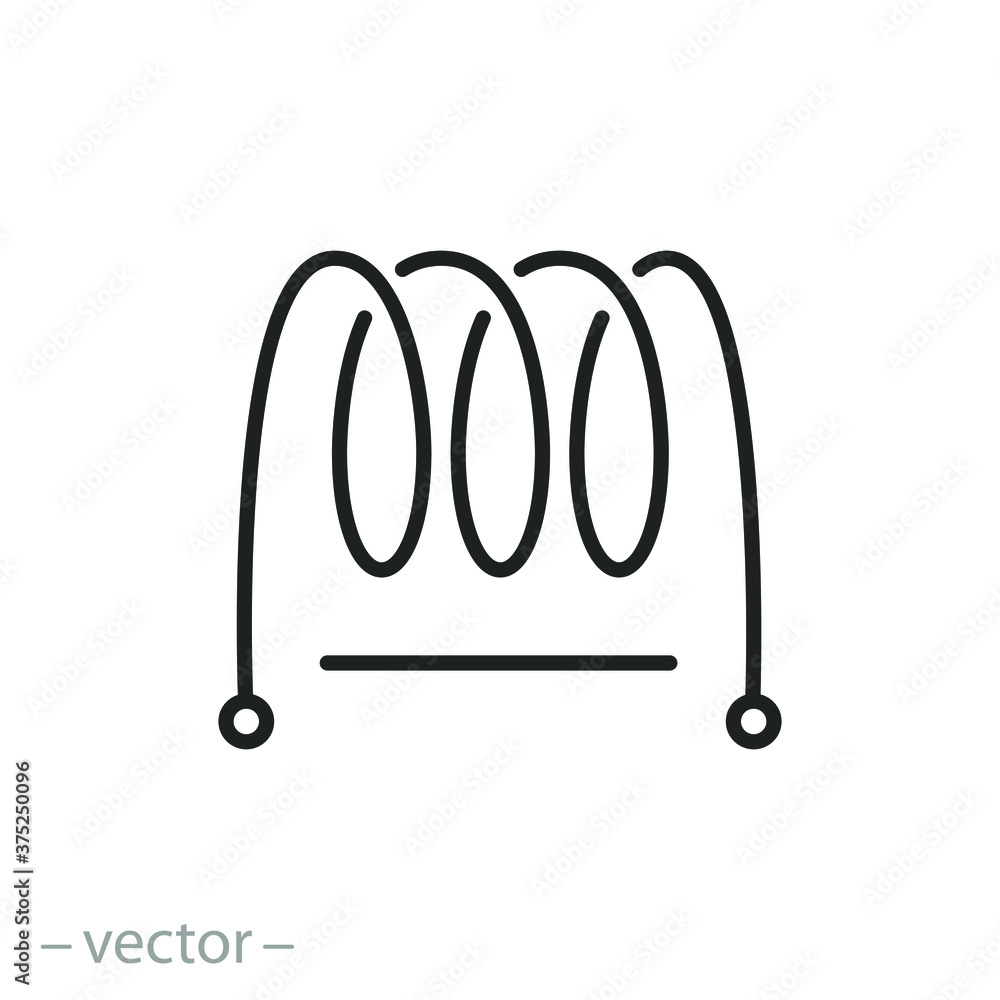 Induction spiral icon, wire electrical coil, metal spring logo, thin ...
