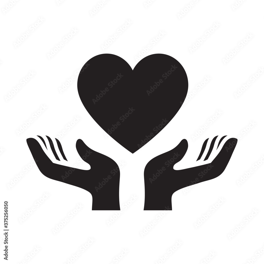 open hands with heart icon, silhouette style Stock Vector | Adobe Stock