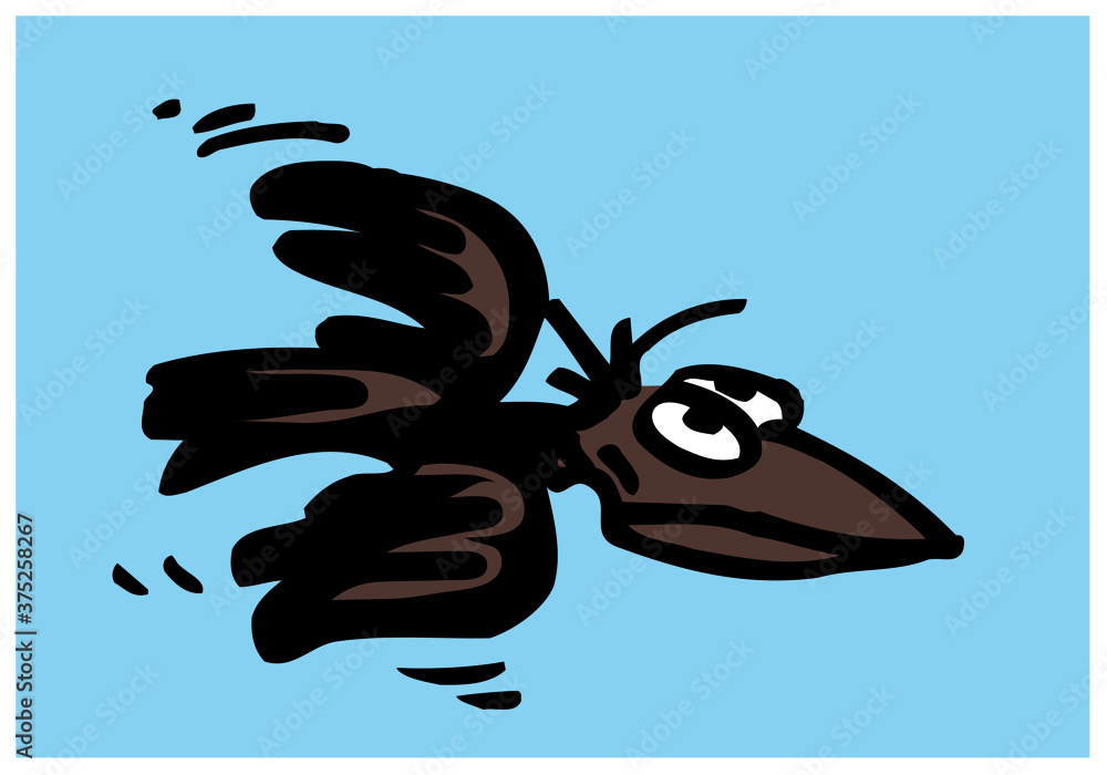 The Crow. Stylized drawing of a bird flying in the sky. Vector drawing ...