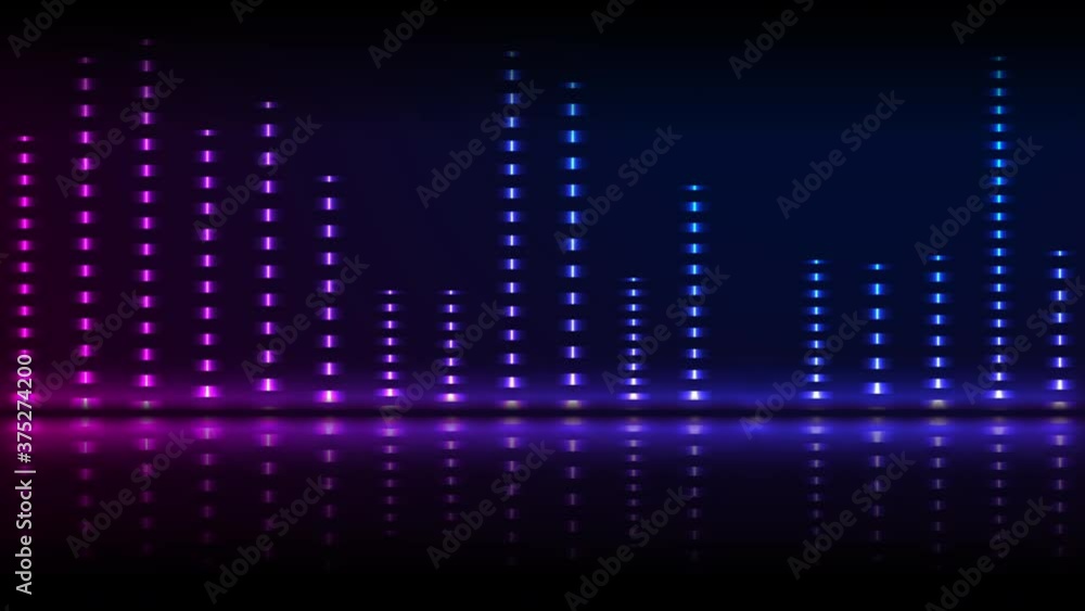 Neon sound wave equalizer abstract retro motion background with ...