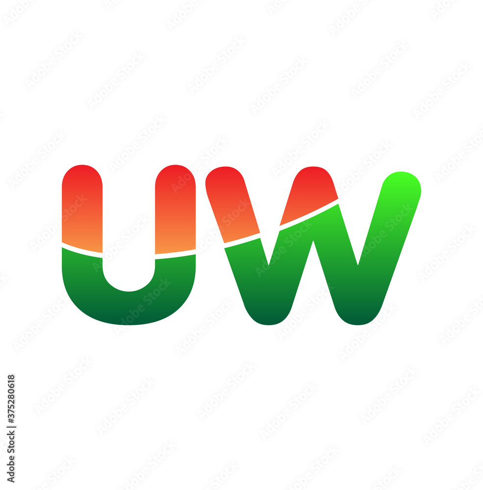Initial Letter UW Logo Lowercase, colorful logotype Modern and Simple ...