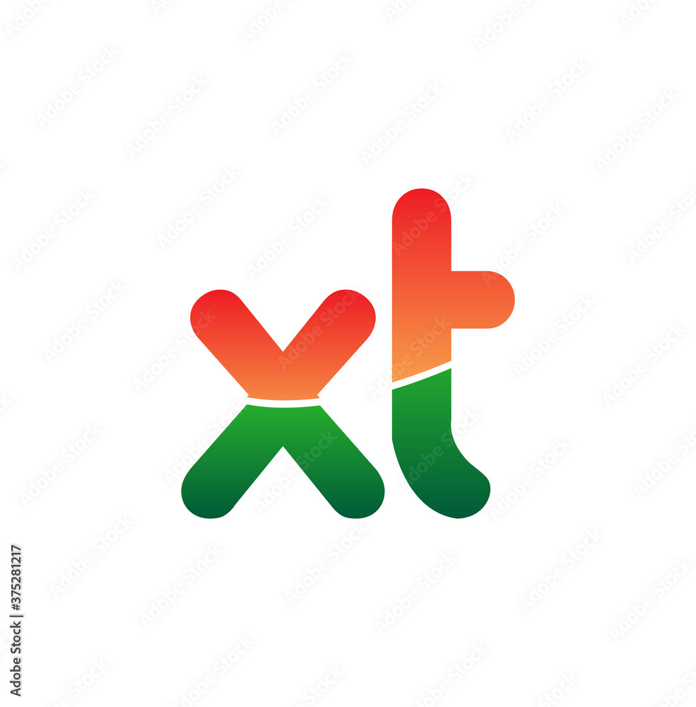 Initial Letter XT Logo Lowercase, colorful logotype Modern and Simple ...