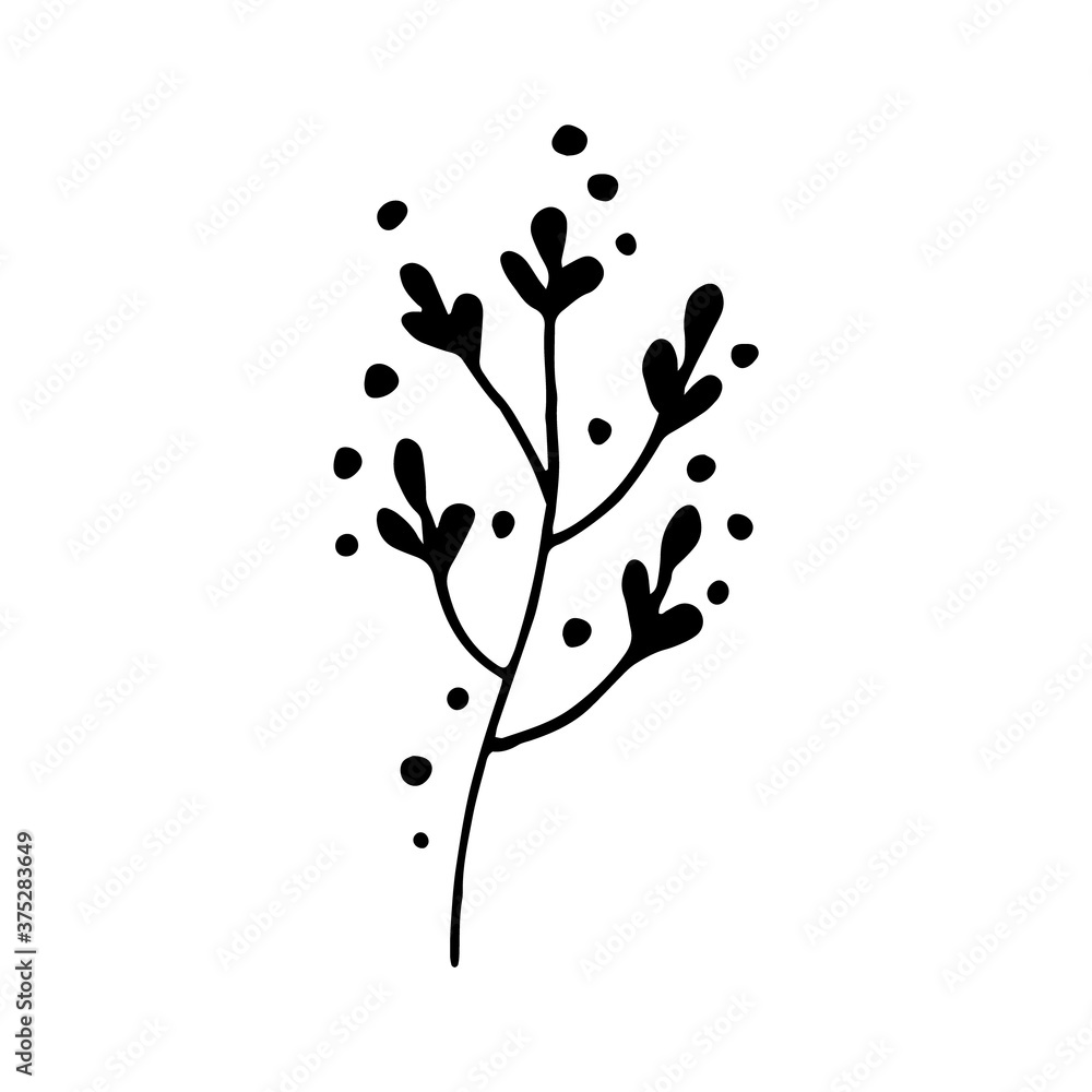 Cute single hand drawn floral elements. Doodle illustration for wedding ...