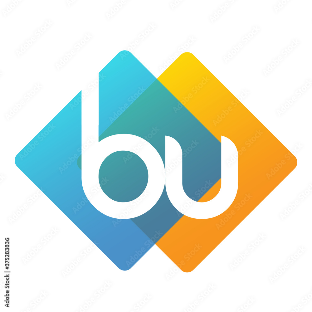 Letter BU logo with colorful geometric shape, letter combination logo ...