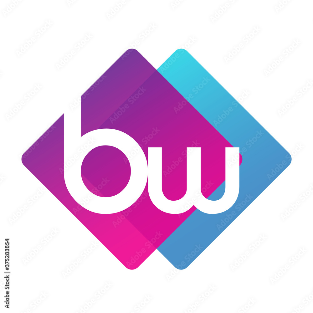 Letter BW logo with colorful geometric shape, letter combination logo ...