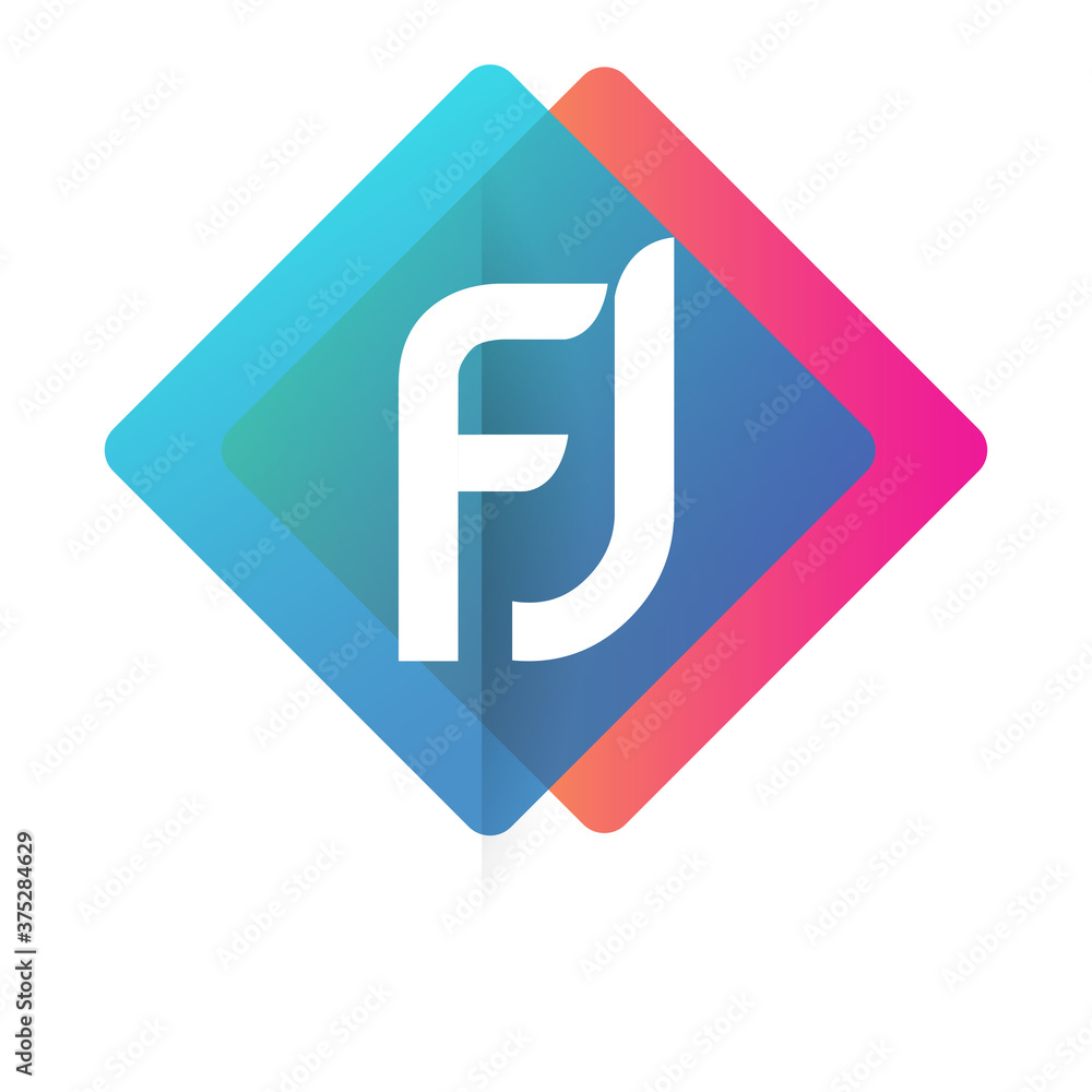 Letter FJ logo with colorful geometric shape, letter combination logo ...