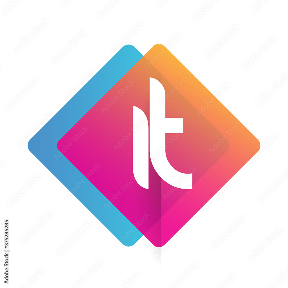Letter IT logo with colorful geometric shape, letter combination logo ...