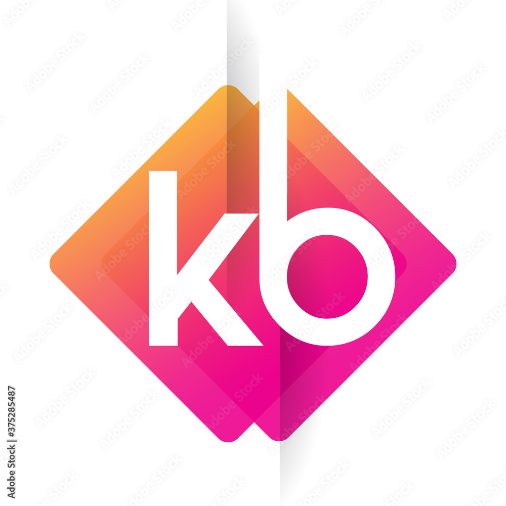 Letter KB logo with colorful geometric shape, letter combination logo ...