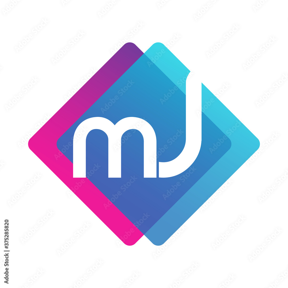 Letter MJ logo with colorful geometric shape, letter combination logo ...