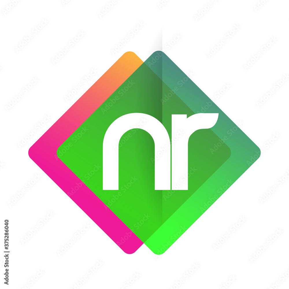 Letter NR logo with colorful geometric shape, letter combination logo ...