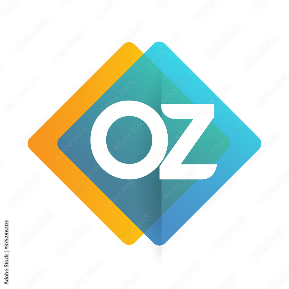 Letter OZ logo with colorful geometric shape, letter combination logo ...