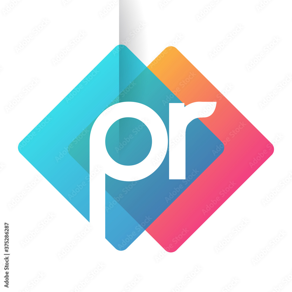 Letter PR logo with colorful geometric shape, letter combination logo ...