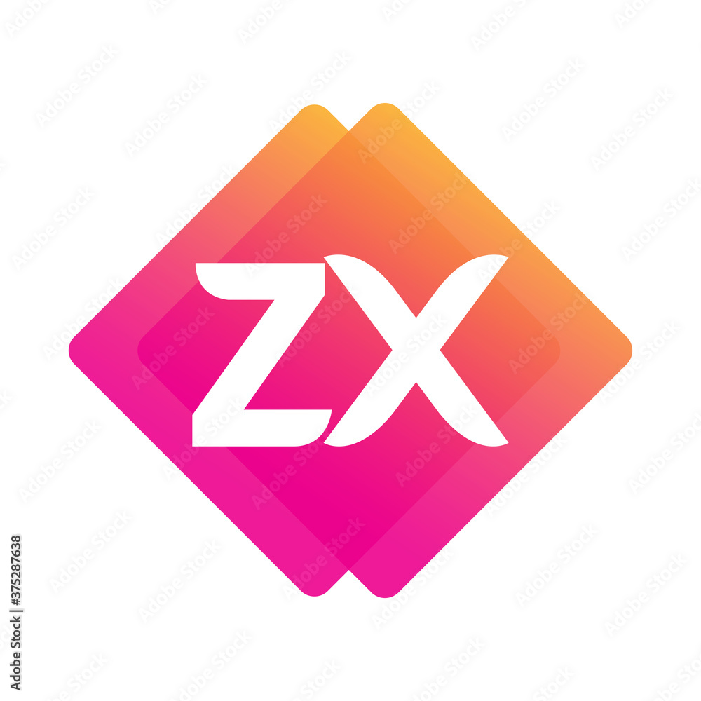 Letter ZX logo with colorful geometric shape, letter combination logo ...