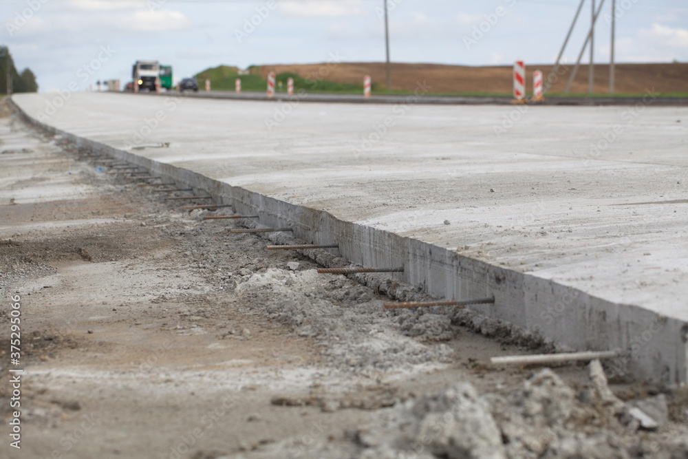 expansion joint construction of a cement road. washed concrete ...