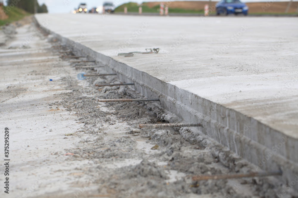 expansion joint construction of a cement road. washed concrete ...