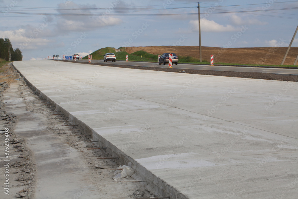 expansion joint construction of a cement road. washed concrete ...
