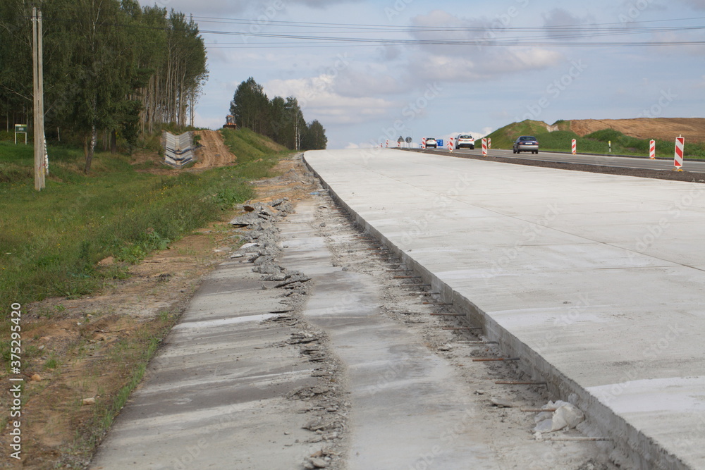 expansion joint construction of a cement road. washed concrete ...