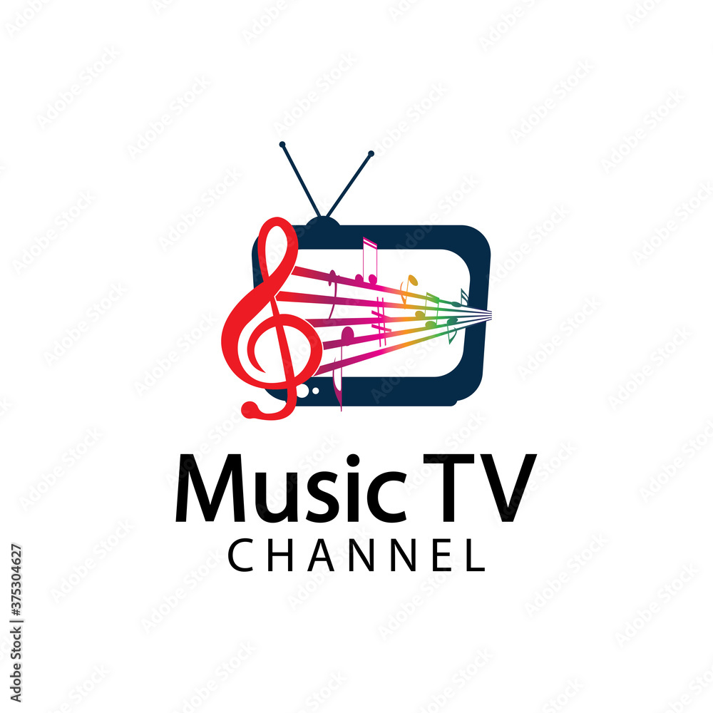 Music TV Logo Design Template.Music Channel Logo Template Design Vector ...