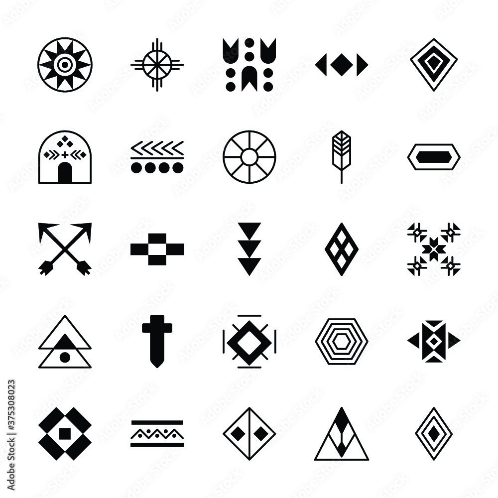 Tribal Symbols Icon Vectors Pack Stock Vector | Adobe Stock