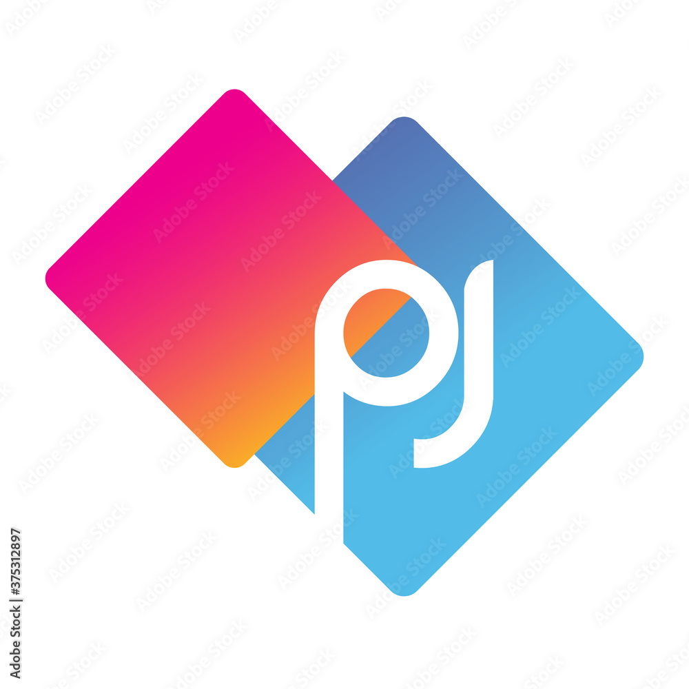 Letter PJ logo with colorful geometric shape, letter combination logo ...