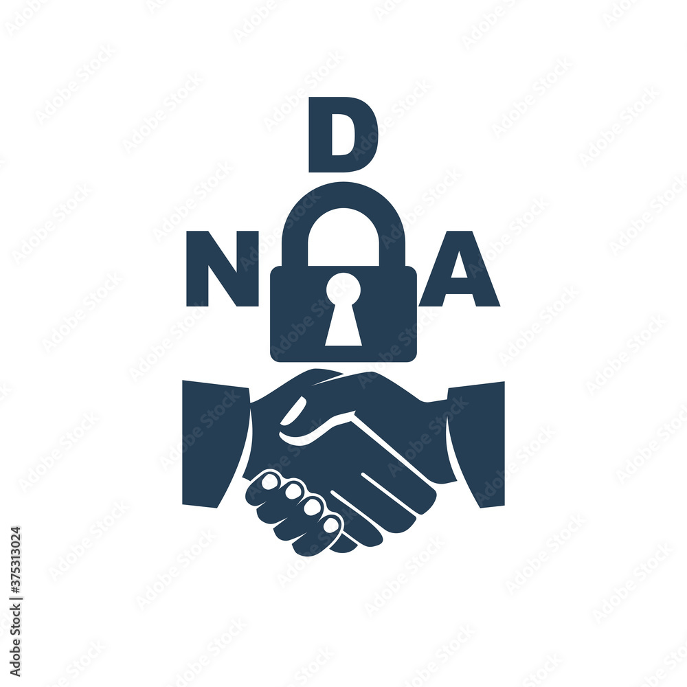 NDA logo. Black icon Non disclosure Agreement. Vector illustration flat ...