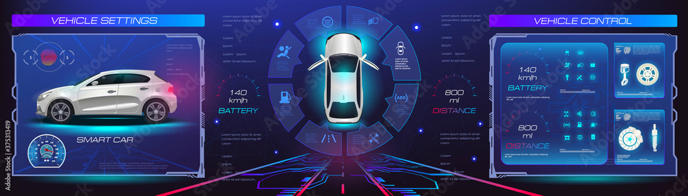 Car service. Holographic digital interface. Dashboard, characteristics ...