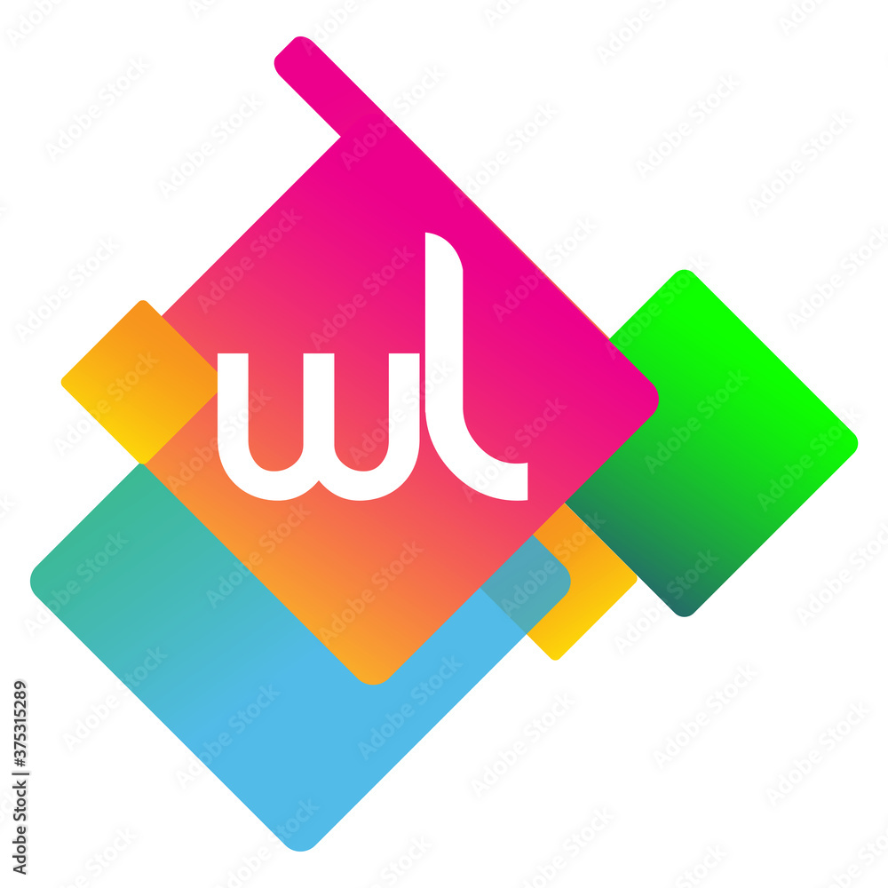 Letter WL logo with colorful geometric shape, letter combination logo ...