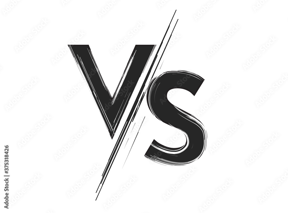 Vs versus grunge icon vector black letters old graphic print letters ...