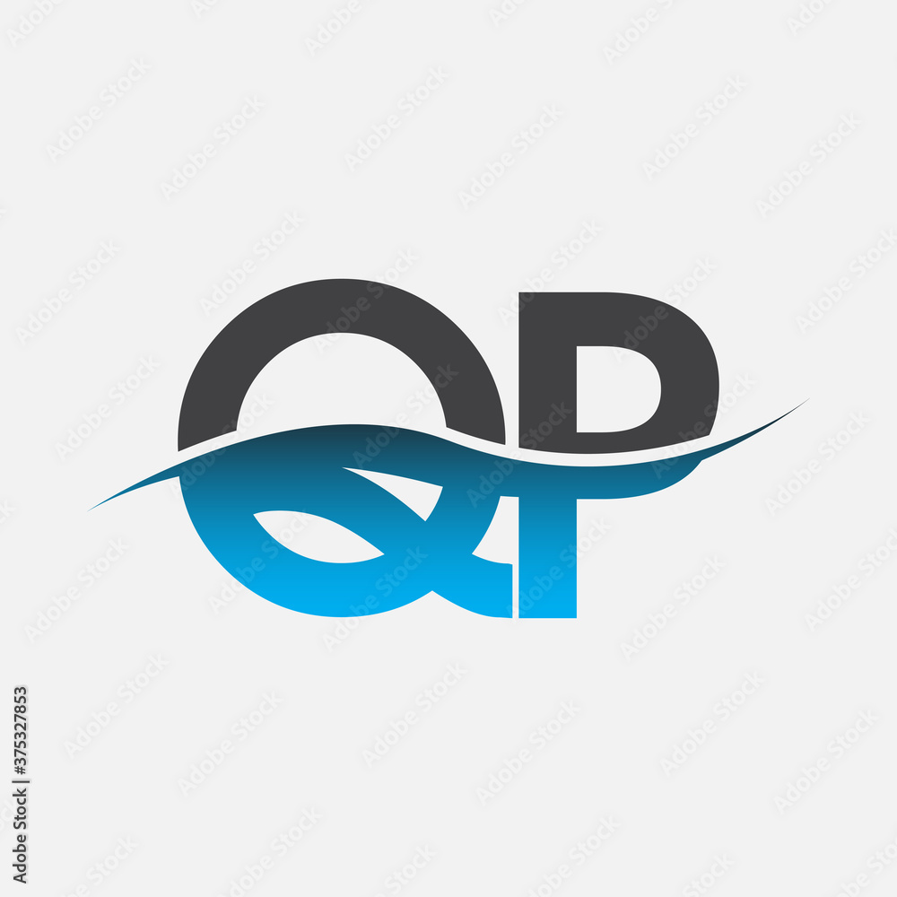 Vecteur Stock initial letter logo QP company name blue and grey color ...