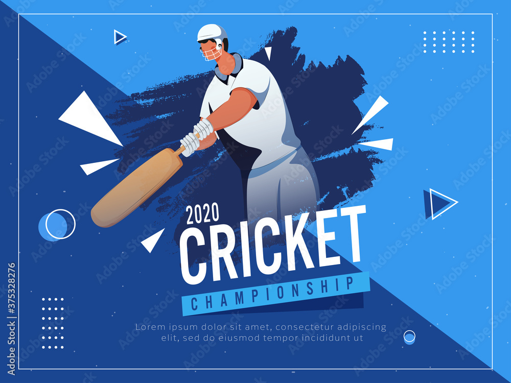2020 Cricket Championship Poster Design with Cartoon Batsman in Playing ...