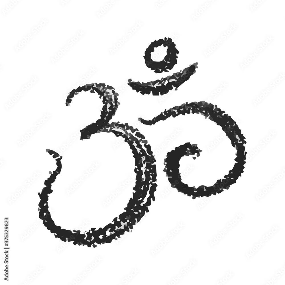 Vector illustration of black and white ohm symbol. Aum, om, ohm ...