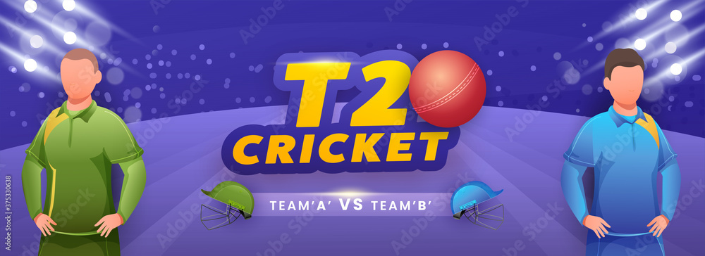 Sticker Style T20 Cricket Text with Red Ball, Helmets and Faceless ...