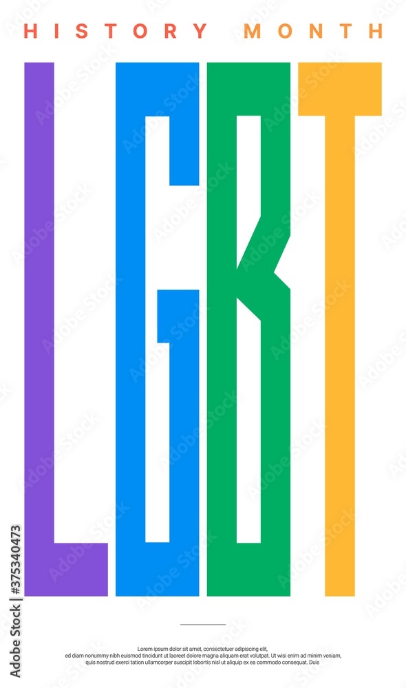 LGBT History Month vector poster template with colorful text on white ...