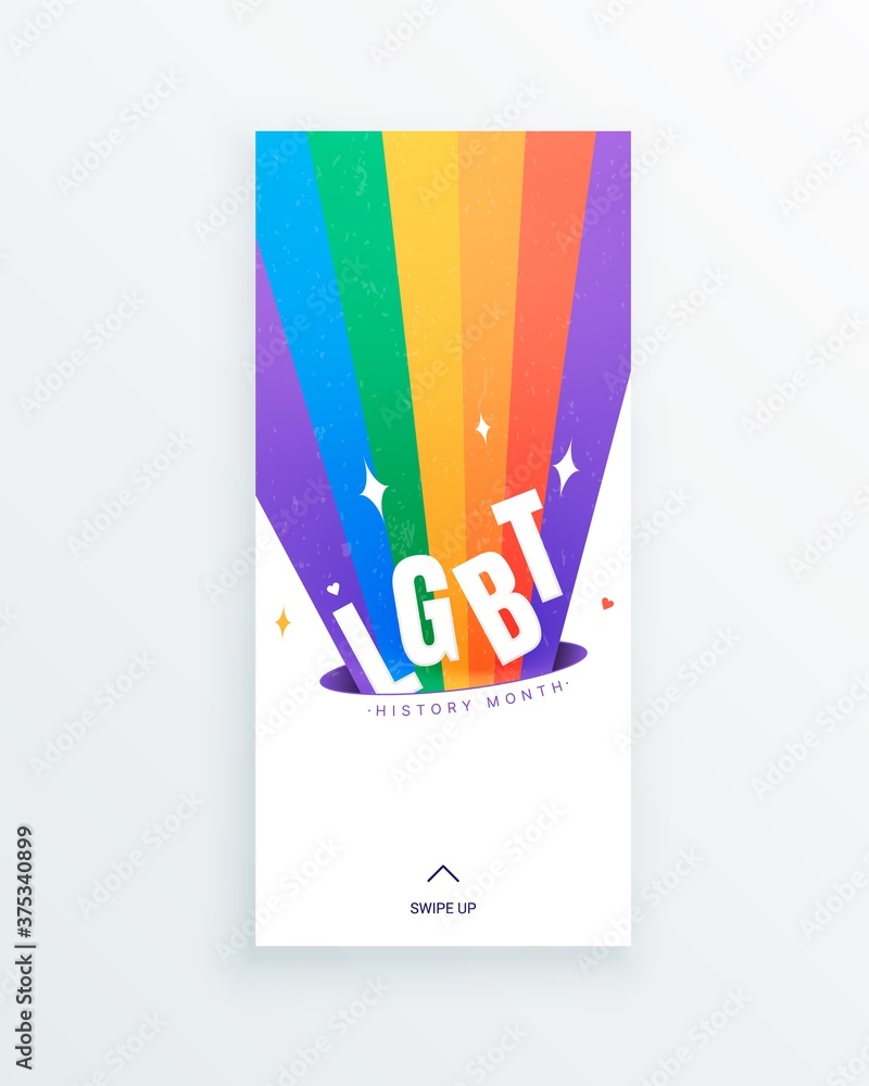 LGBT History Month social media story with shining lgbt-rainbow on ...