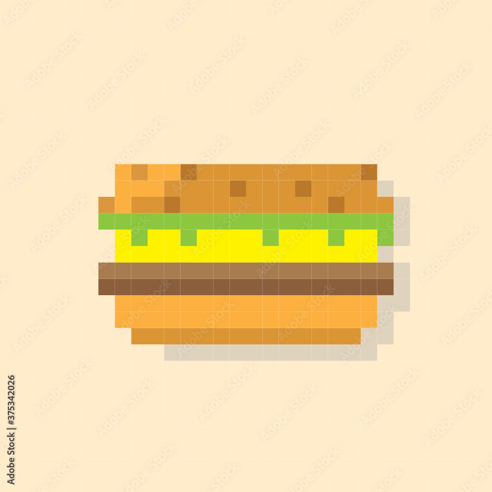 Hamburger pixel art. Vector pixel art. Stock Vector | Adobe Stock