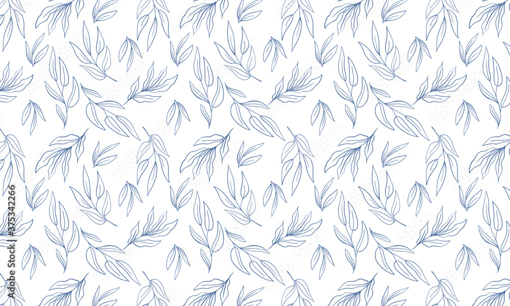 Simple botanical leaf minimalist background. Hand drawn line art vector ...