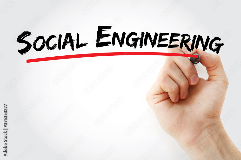 Social engineering text with marker, concept background Stock Photo ...