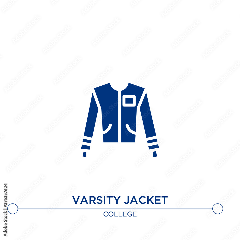 varsity jacket icon on white background. flat vector varsity jacket ...
