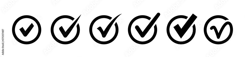 Check mark icons. Set of checkmark. Approval icon. Check marks symbol ...