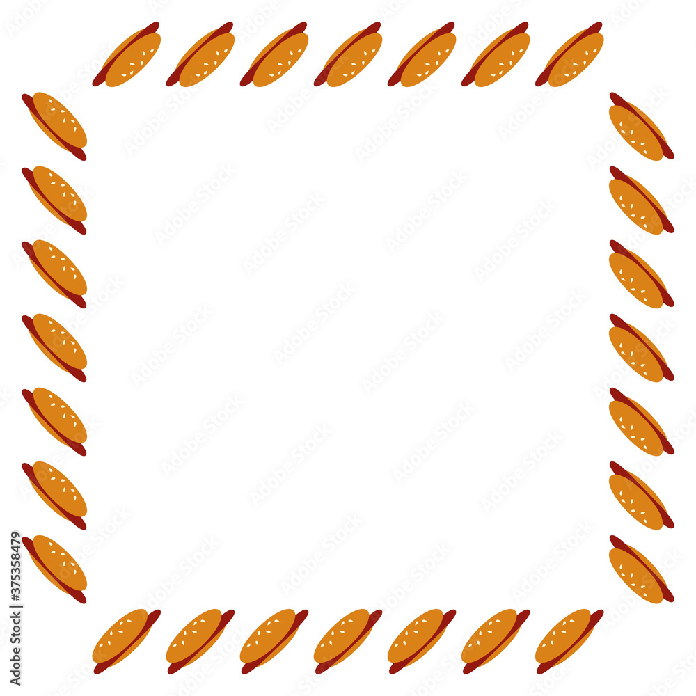 Square frame with hot dog on white background. Vector image. Stock ...