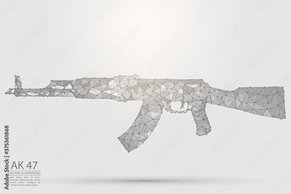 The AK-47 AK-74 assault rifle consists of lines and triangles. The ...
