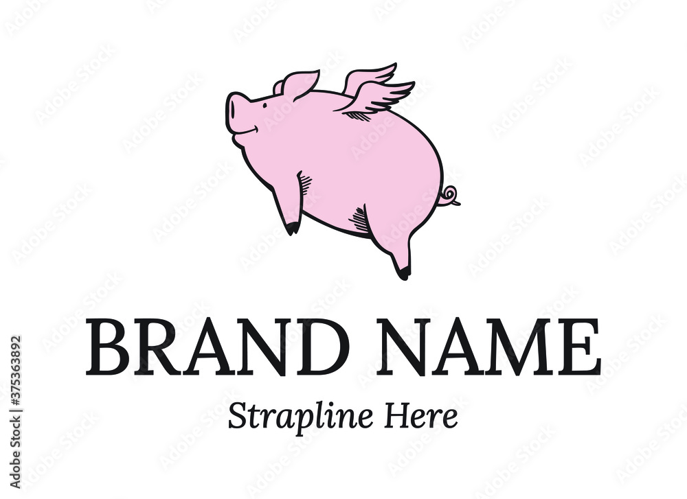 Flying pig with wings. Vector logo/illustration. Stock Vector | Adobe Stock