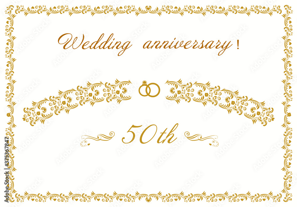 50th wedding anniversary card for congratulations and writing text ...