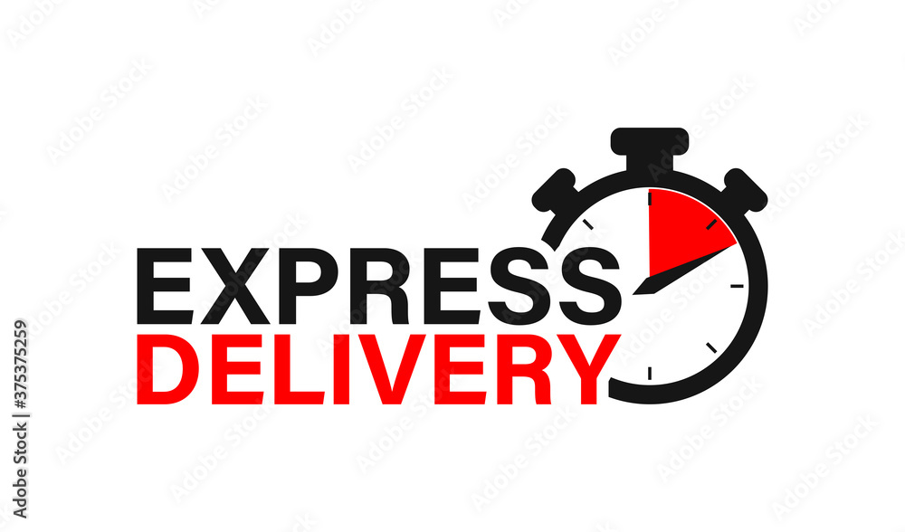 Vetor do Stock: Express delivery logo with timer icon. Stopwatch fast ...