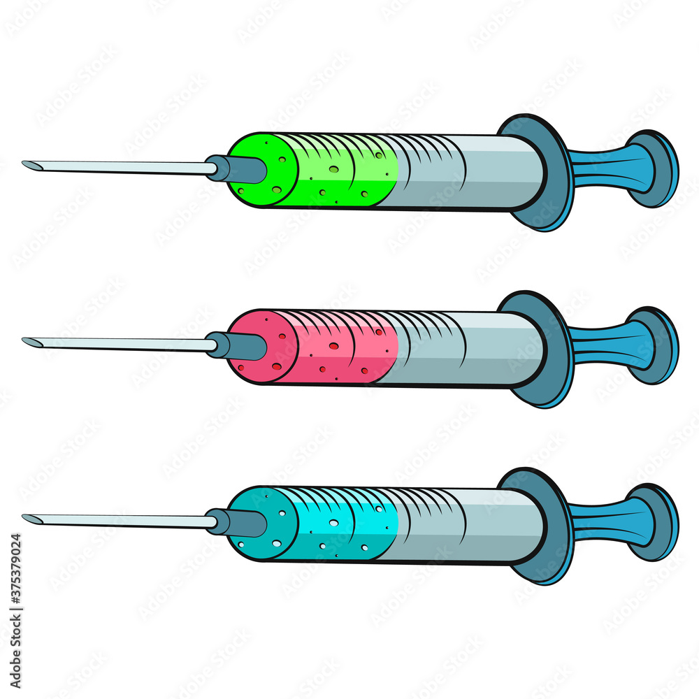 Injection Vector isolated. Medical syringe with needle flat cartoon ...