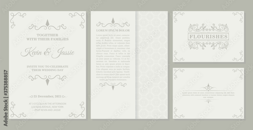 collection Invitation card vector design vintage style Stock Vector ...