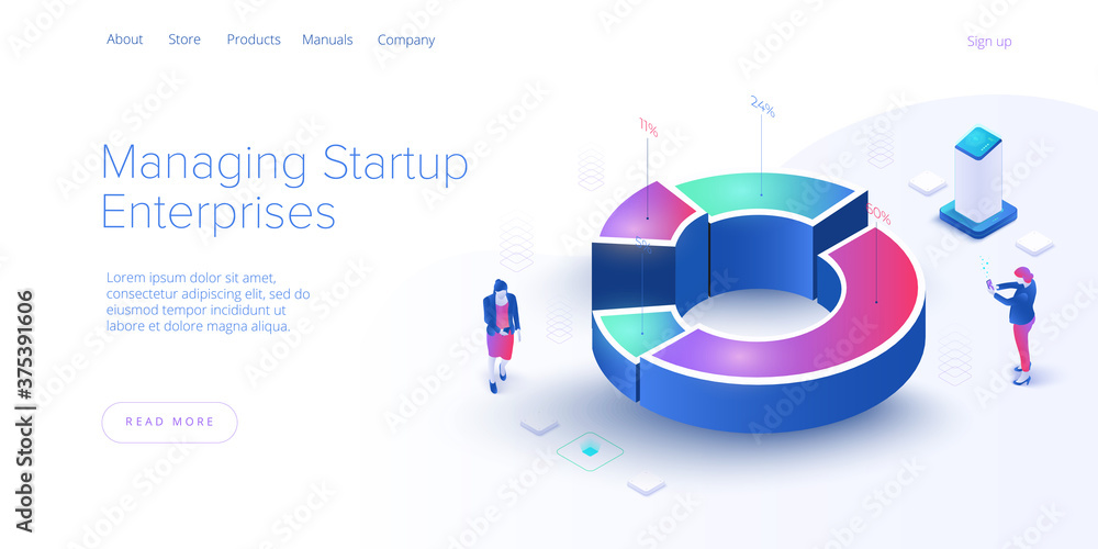 Business analysis in isometric vector illustration. Data analytics for ...