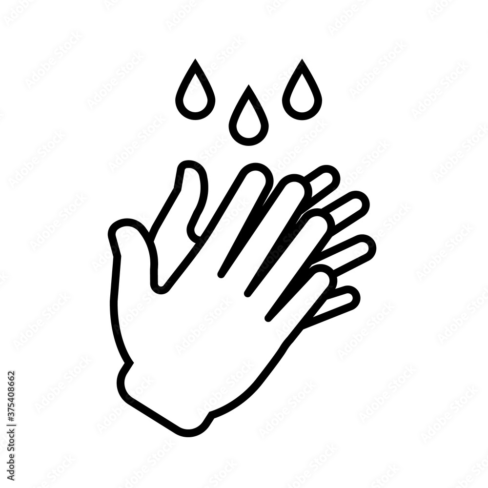 Vecteur Stock Wash clean and sanitize your hand line vector icon. Human ...