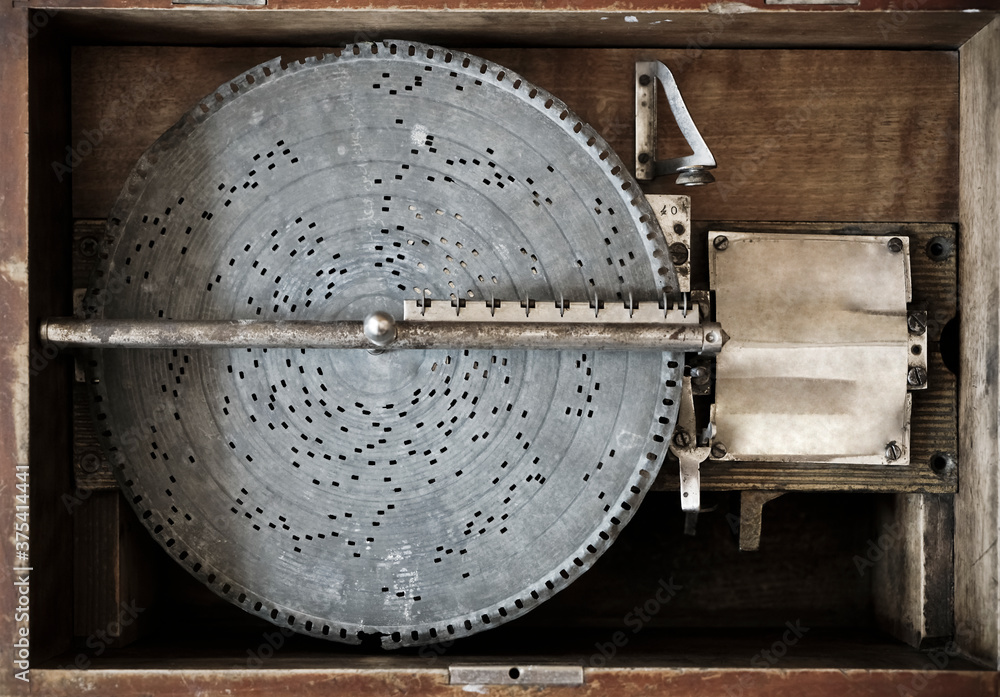 iron Vinyl Record . old, retro, vintage, aged plate with holes - top ...