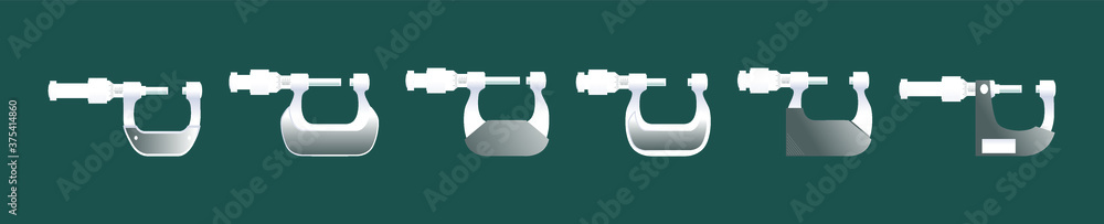 set of micrometer cartoon icon design template with various models ...